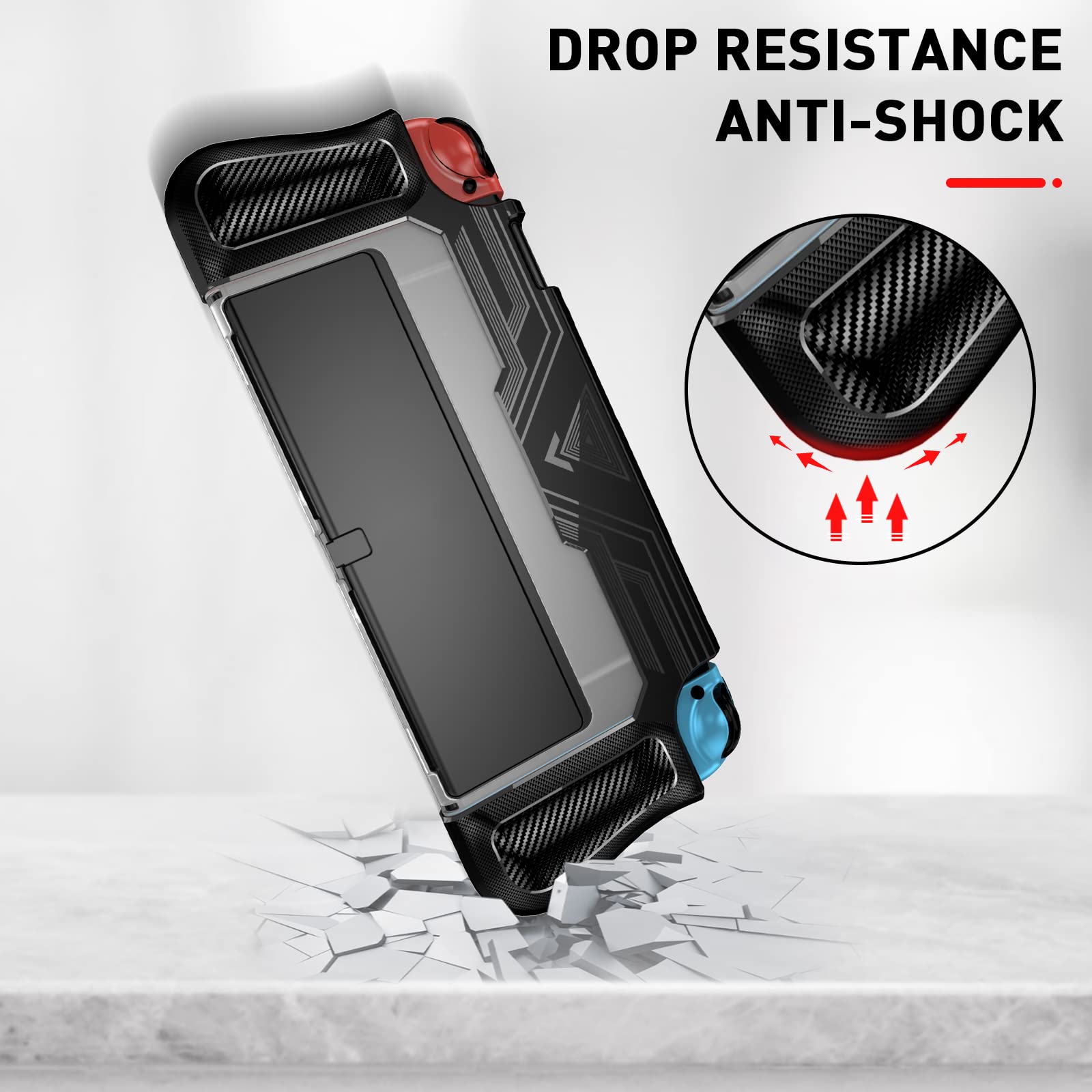 Dockable Case Compatible with Nintendo Switch OLED Model 2021, Upgraded Protective Dockable Case Cover Accessories Compatible with Nintendo Switch OLED 7 Inch Console and Joy-Con Controller, Black
