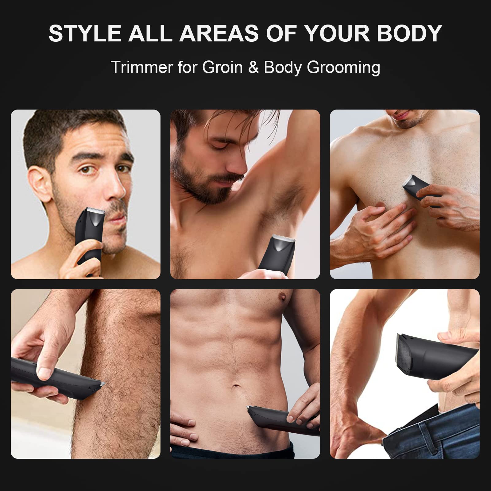 MOKEMAKE Men's Body Hair Trimmer - Electric Razor Shavers, Waterproof, IPX7, for Pubic Hair Trimming, with Charging Dock