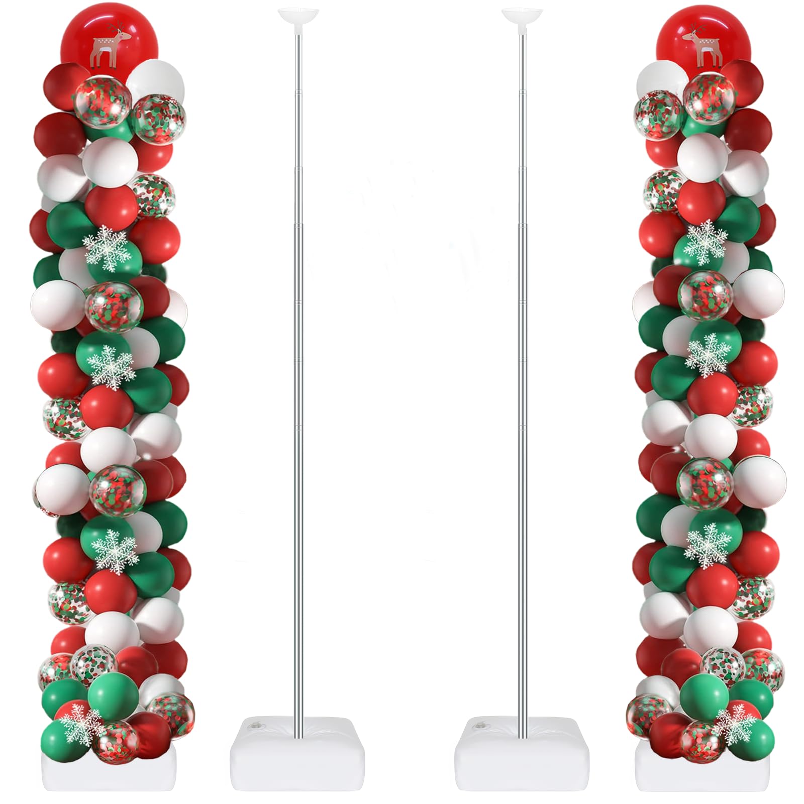 SoftTime Balloon Column Stand Kit for Floor,Set of 2, Adjustable and Reusable Balloon Tower Stands Kit with Heavy Base, Metal Balloon Display for Birthday, Wedding, Baby Shower,Party Decorations