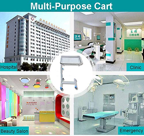 Medical Equipment Rolling Cart for Operating Room, Adjustable Height, Stainless Steel Surgical Tray Trolley with Universal Wheel, PIBM