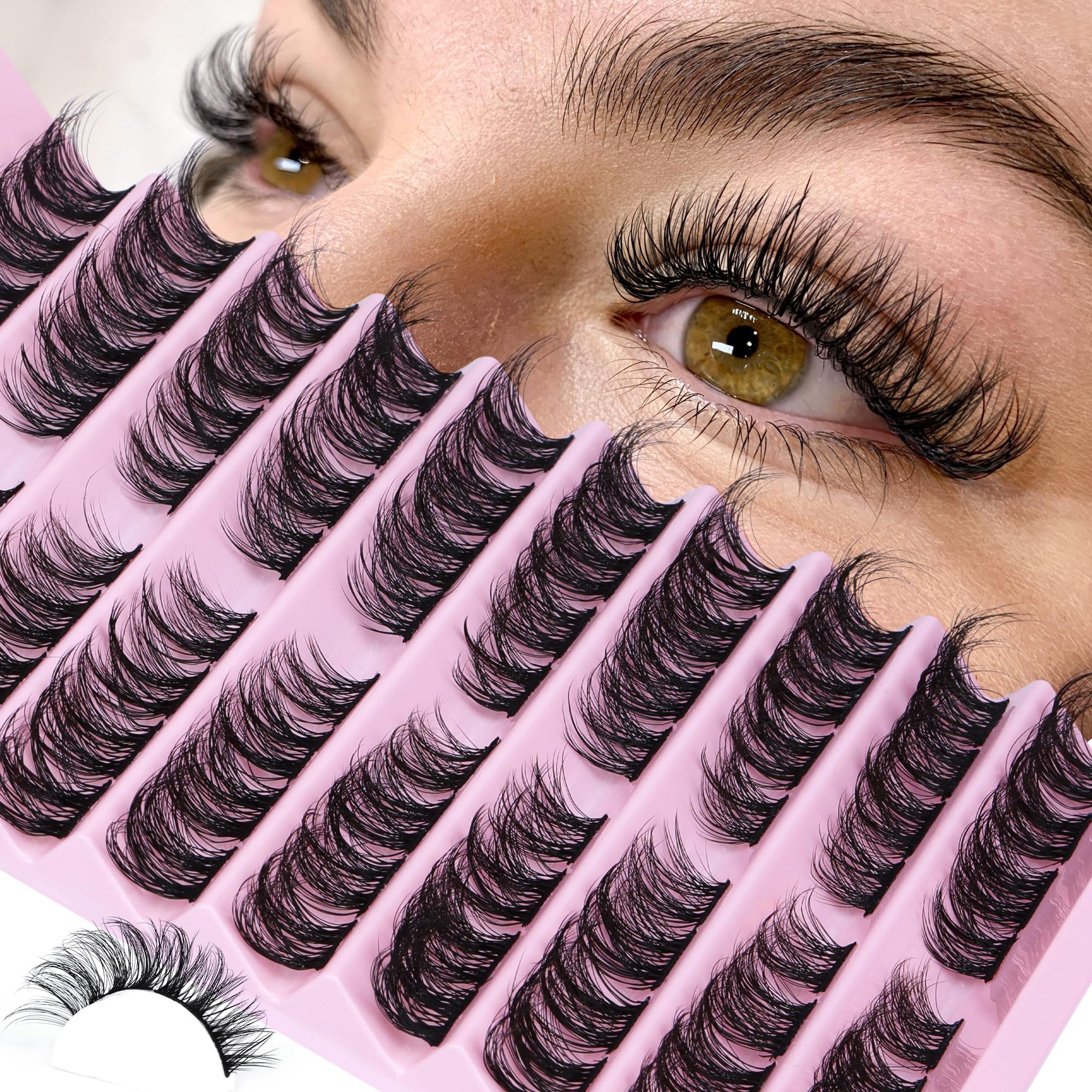 FANXITON False Eyelashes 20MM Faux Mink Thick Fluffy 6D Dramatic Soft 7 Pairs Lashes Cat Eye Multipack