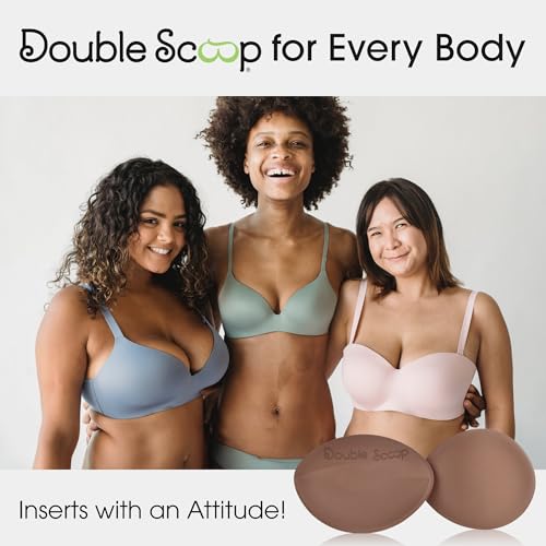 Double Scoop® Push Up Inserts w/Bonus Tape Sticky Strips, Instant Breast Implants, Replacement Bra Pads, Padded Bralette Hack, Breast Lift, Foam Bra Filler Insert, Bra Stuffer, Cup Size A/B (Nude)