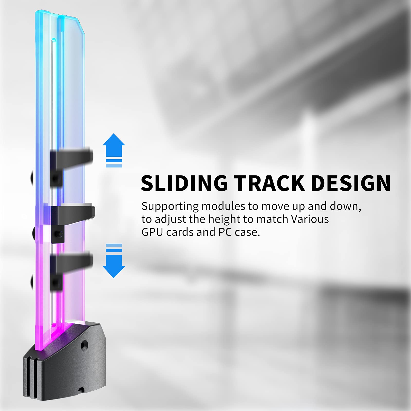 novonest GPU Support Bracket,5V 3PIN ARGB Graphics Card GPU Brace Support Video Card Sag Holder/Holster Bracket,Vertical GPU Mount,Transparent Acrylic,Side Neon Light,GH03ARGB(N)