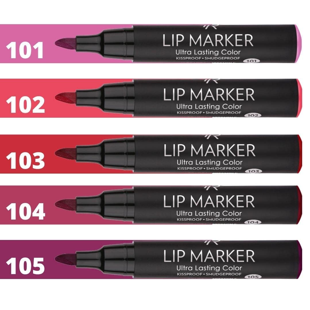 GR Cosmetics Lip Stain, Ultra Long Lasting Lip Marker, Water Based Lip Tint Enriched With Aloe And Vitamin E (103 Brick Red)