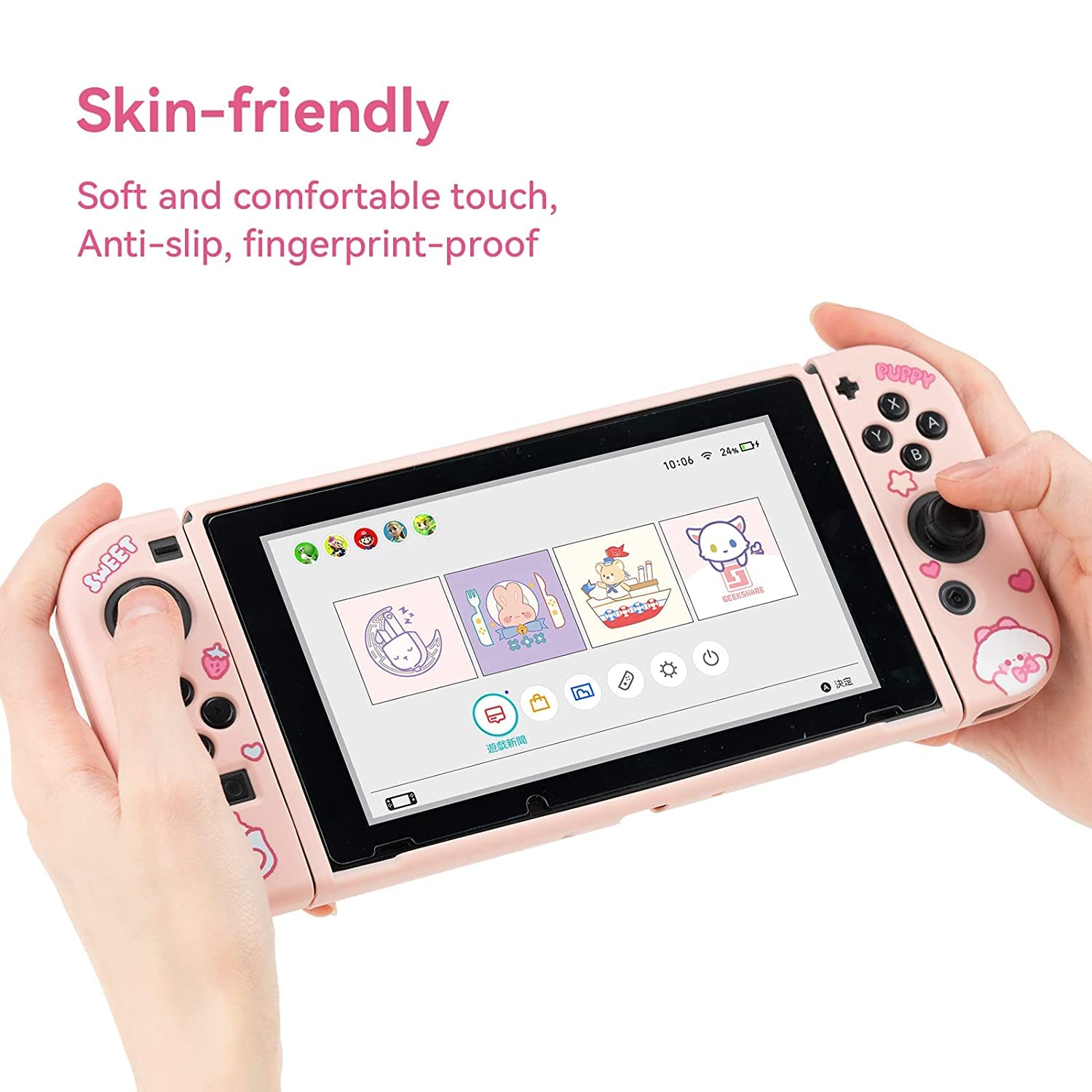 GeekShare Protective Case Compatible with Switch, Soft TPU Slim Case Cover Compatible with Switch Console and Joy-Con (Sweet Puppy)