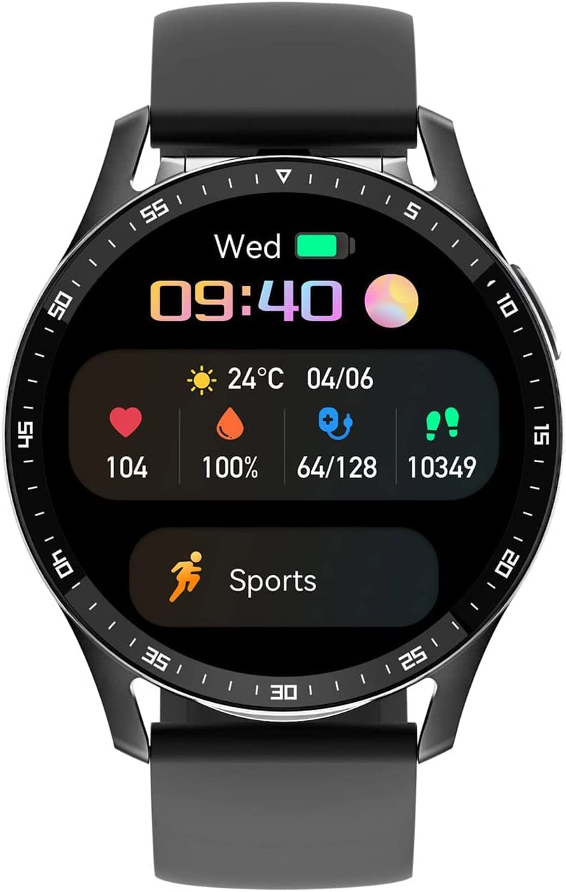 MEGCCR Smartwatch with Wireless Headphones 2-in-1 Watch Earbuds Alloy Ultra-Thin 1.32" IPS Touch Screen IP67 Waterproof Multi-Sport Mode for iOS&Android (Black)