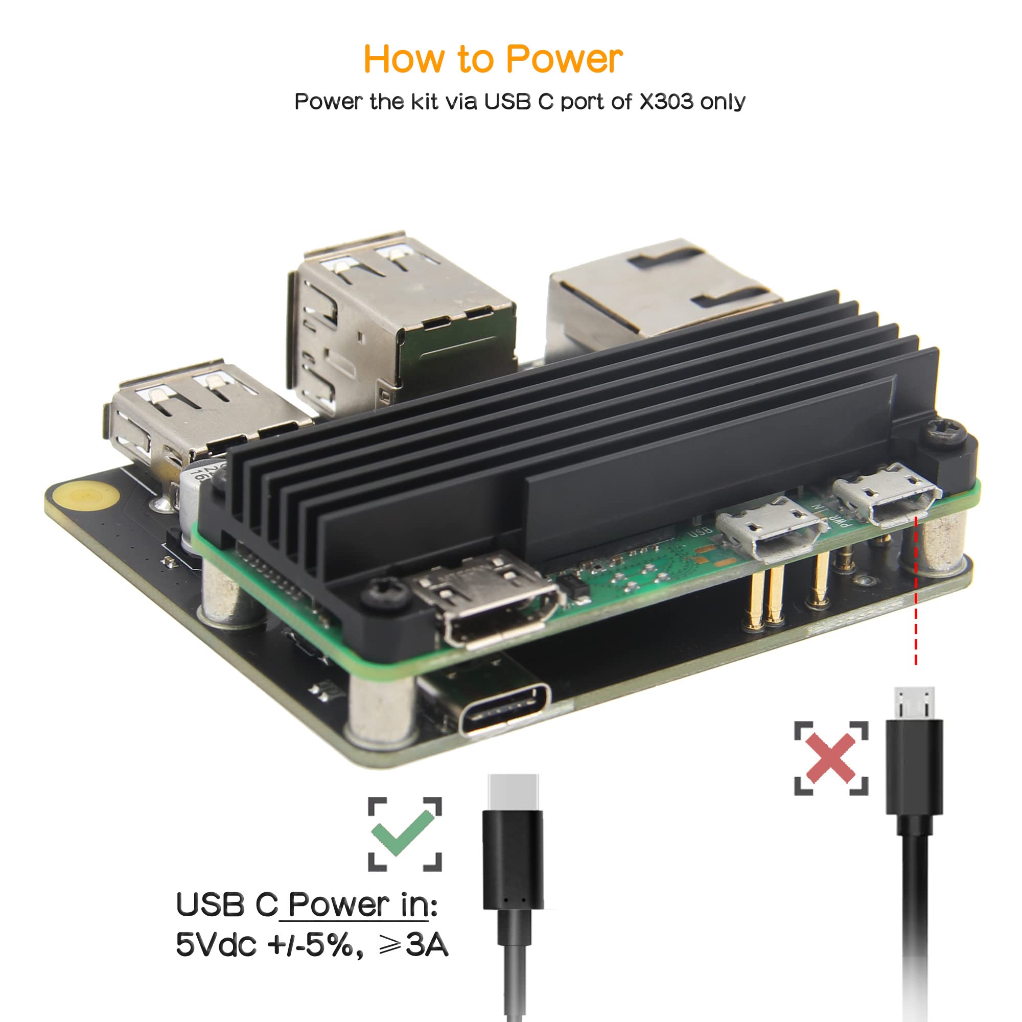 Geekworm Raspberry Pi Zero 2 W Gigabit Ethernet Expansion Board X303 & 3-Port USB HUB Compatible with Raspberry Pi Zero 2 W/Zero W/Zero WH/Zero (Not include Raspberry Pi)