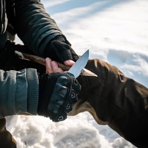 Holtzman's Gorilla Survival Folding Knife D2 Steel Blade G10 Tactical Handle Pocket Folding Knife EDC Giftset for Men (Silver and Black)