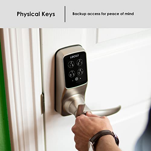 Lockly Model 6S, Bluetooth Smart Lock, Keyless Entry Door Lock, PIN GenieĀ® Keypad, Auto Lock - Satin Nickel