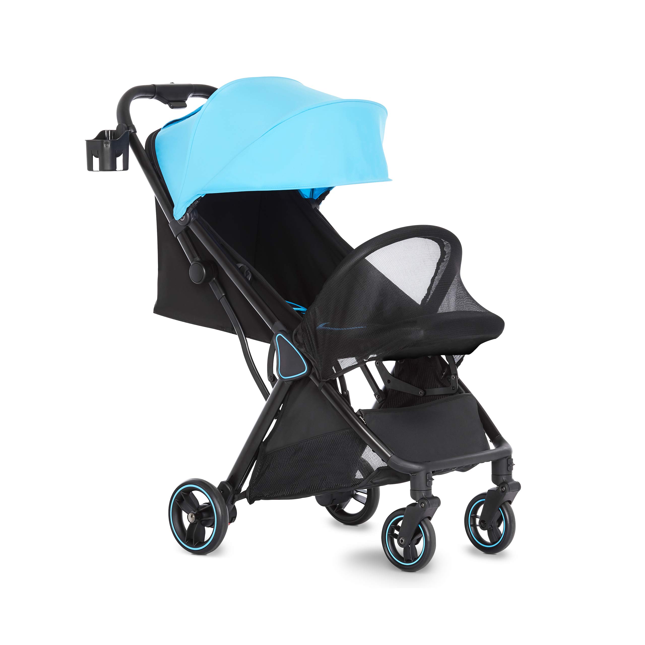Dream On Me Insta Auto Fold Stroller | Portable Traveling Stroller | One Touch Fold | Compact Perfect for Plane, Blue