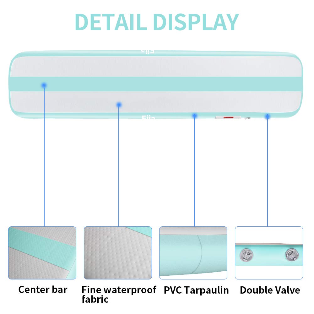 Ejia Inflatable Air Balance Beam Mat 10ft Gymnastics Air Tumbling Mat 4 inches Thickness Track Mat with Hand Pump for Home Gym Training/Dance/Kickboxing/Park/Beach