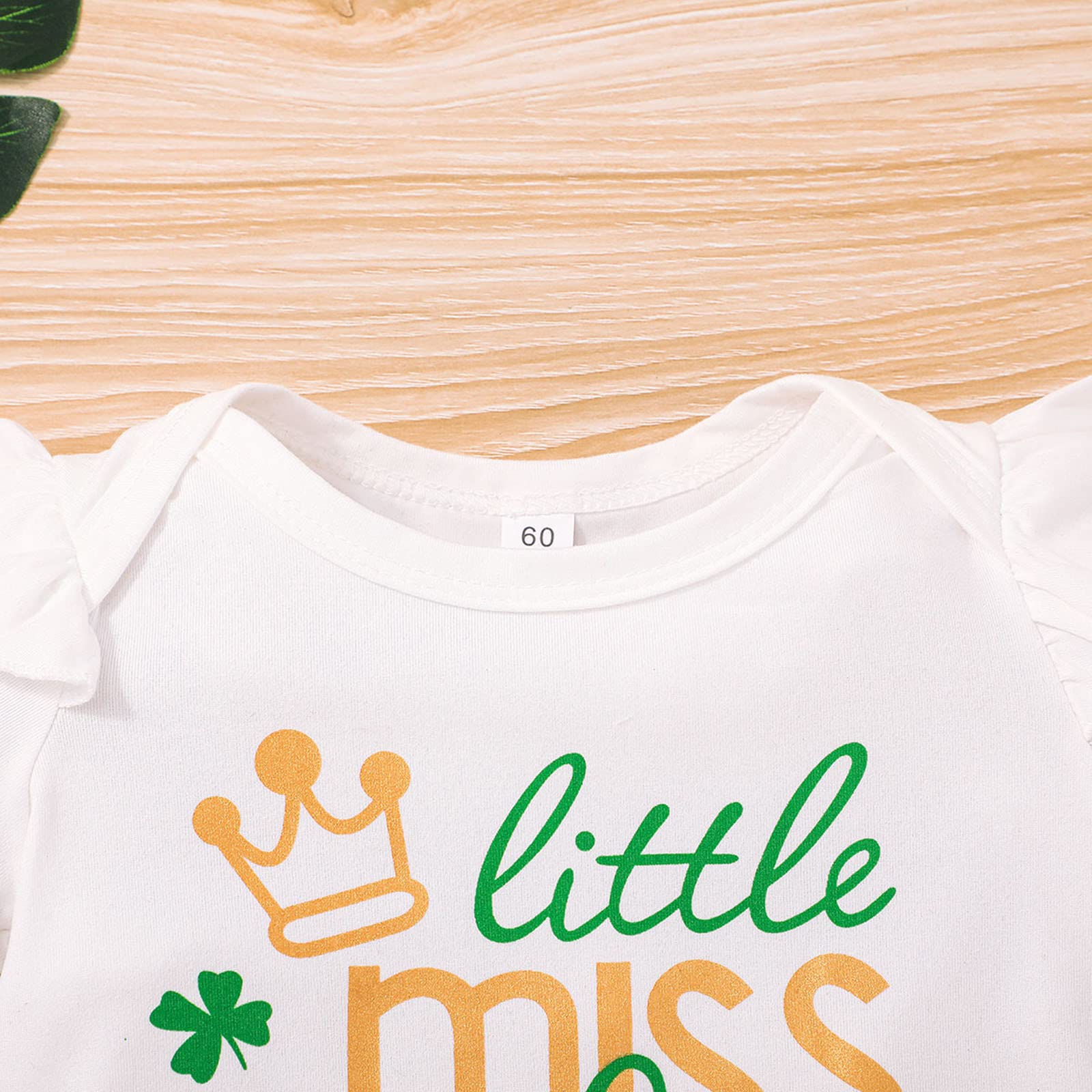Infant Dot Tulle Outfits Headbands St.Patrick's Day Letter Romper Bodysuit Girls Printed Baby (Green, 3-6 Months)