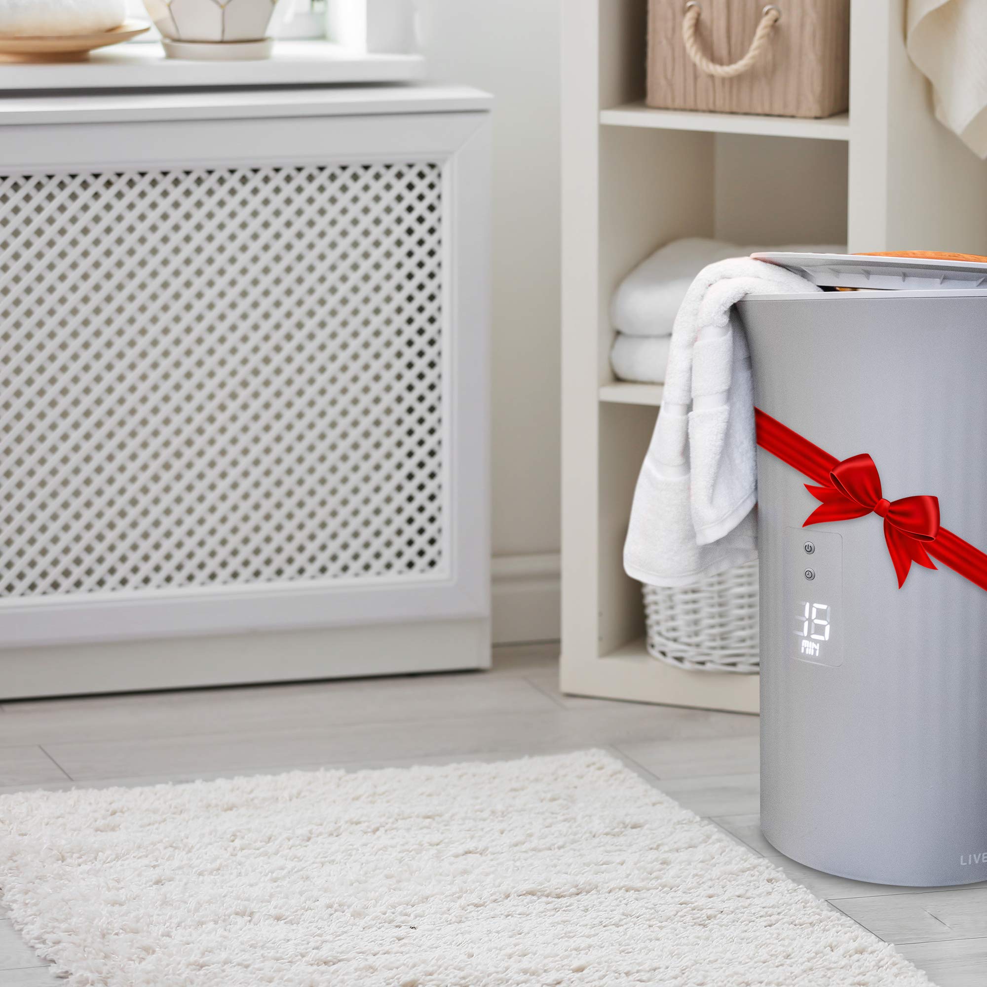 Live Fine Towel Warmer | Bucket Style Luxury Heater with LED Display, Adjustable Timer, Auto Shut-Off | Fits 40β x 70β Oversized Towel - Height 21.25 Inches and 12.9 Inches Wide