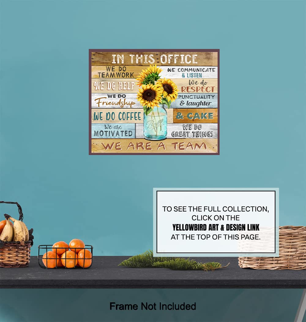 Home Office Wall Art & Decor - Teamwork Wall Art - Encouraging Wall Decor - In This Office We Are A Team Inspirational Saying - Inspiring Positive Quotes Sayings - Motivational poster UNFRAMED 8x10
