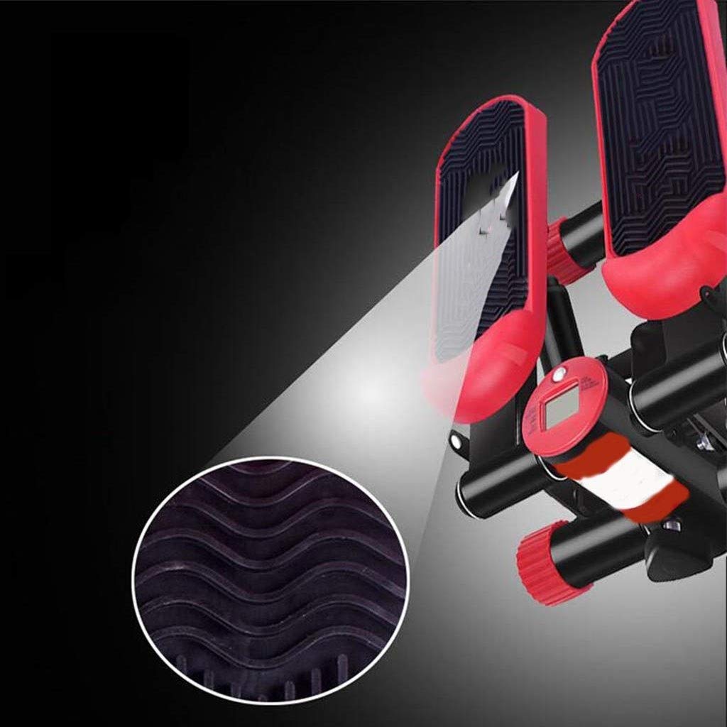 GRETD Mini Stepper Mini Fitness Exercise Machine Step Trainer Equipment with Resistance Bands Durable Safe Treadmill and Comfortable Foot Pedals (Color : Red)