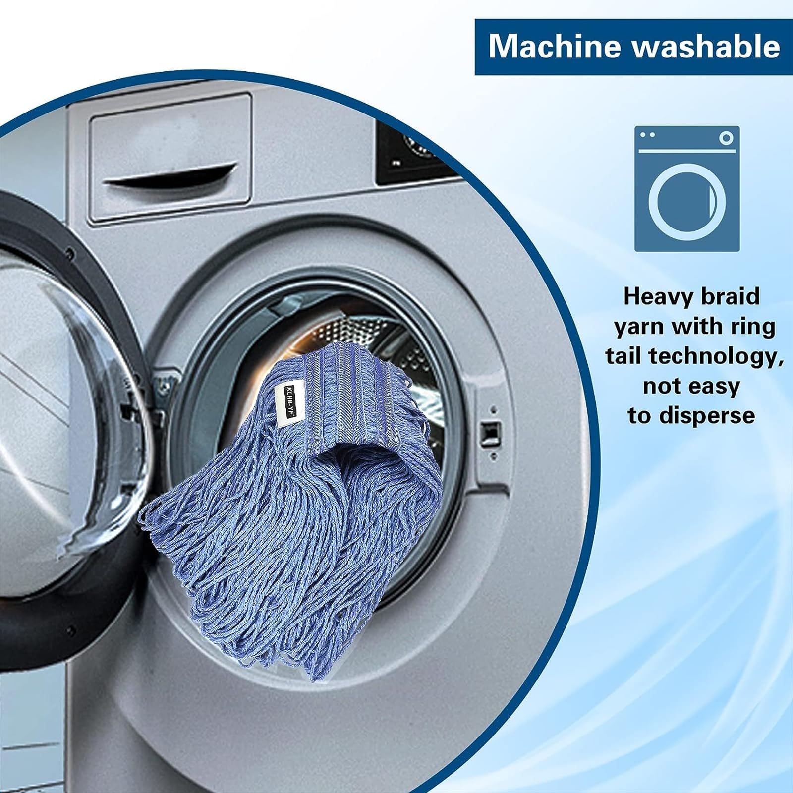 Mop Head Replacement,Mop Heads Commercial,Cleaning Mop Heavy Duty Cotton Looped End String,Wet Industrial Cleaning Mop Head Refill,Reusable Washable Mops for Floor Cleaning Machine Washable(blue4)