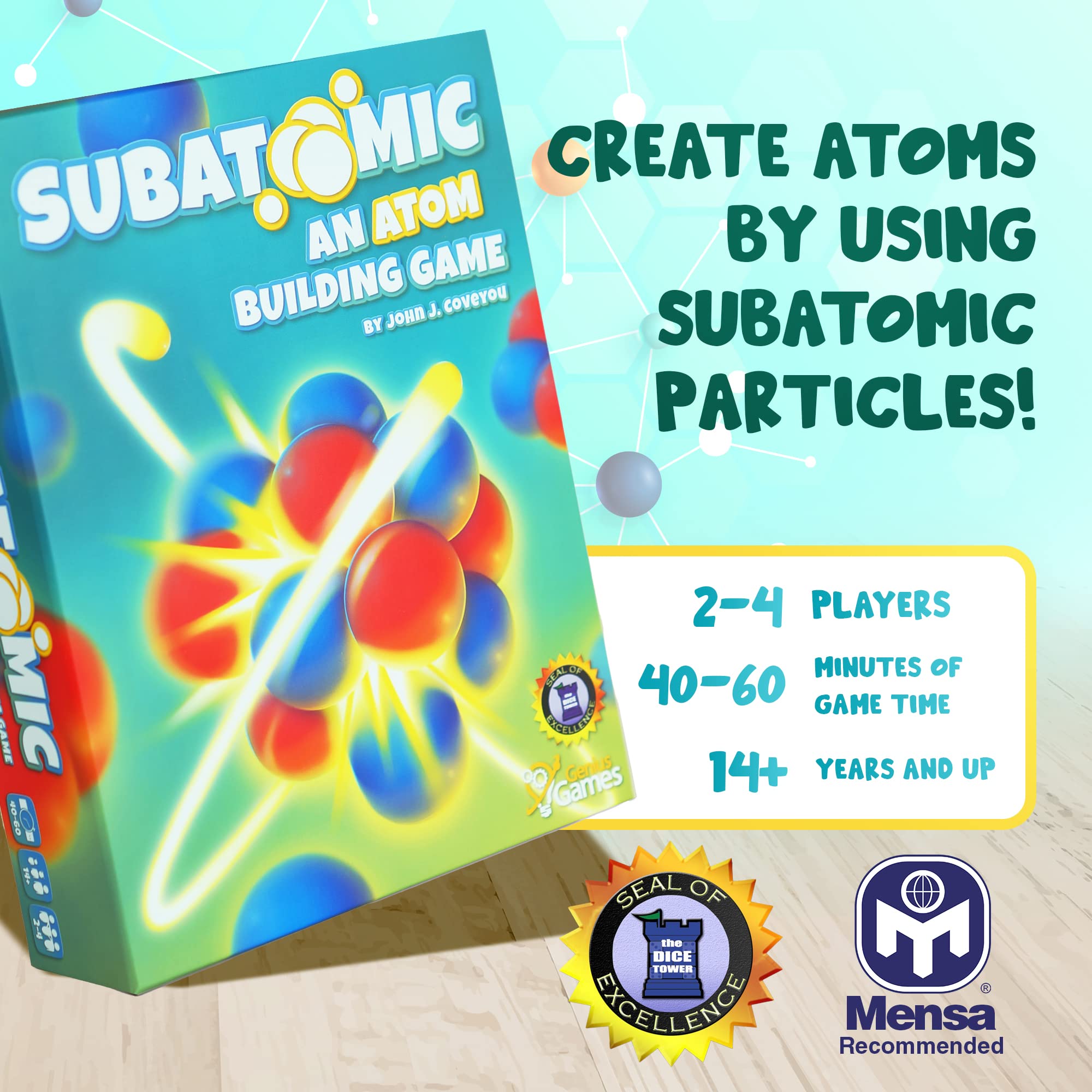 Subatomic: an Atom Building Game (2nd Edition) | A Chemistry Game About Elements, Protons, Neutrons, and Electrons | Educational Science Board Games for Teens, Adults, Classrooms, Schools, and Family