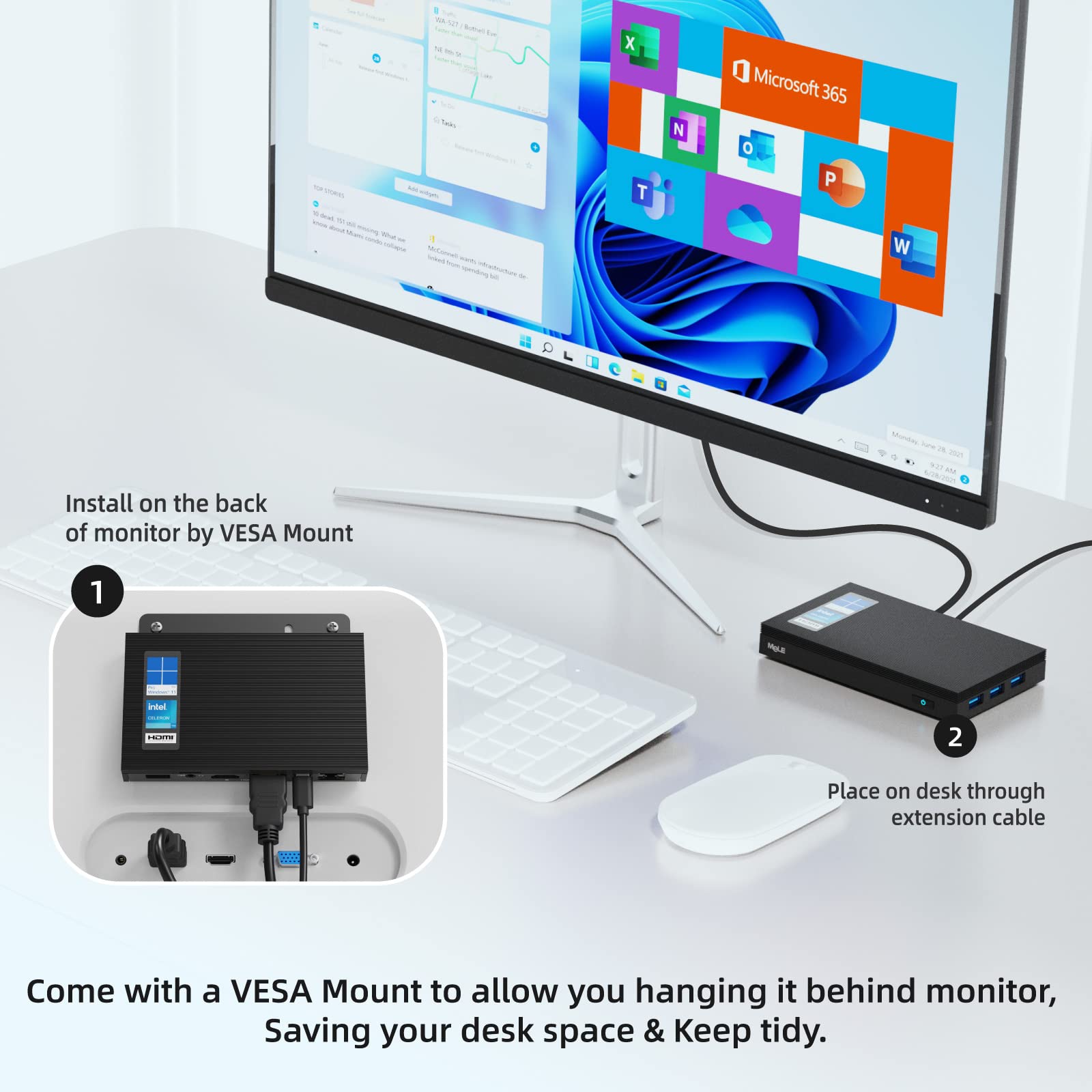 MeLE Mini PC Fanless Quieter3Q Windows 11 Pro N5105 8GB/256GB, Mini Computer Dual HDMI 4K 2.4G/5G Wi-Fi 6 BT5.2 Micro PC Support M.2 SSD Gigabit Ethernet on Business Industrial IoT Office Home