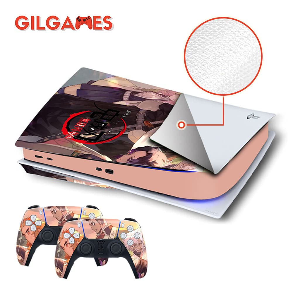 GilGames Decals Skin for Playstation 5, Vinyl Protector Wrap Full Set Faceplate Protective Cover Stickers Kit Console and Controller (Disk Edition)