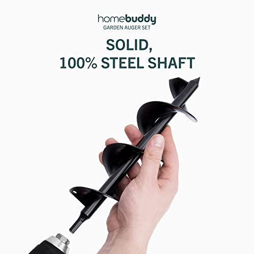 HomeBuddy Garden Auger Drill Bit Set - 3x12 and 2x7 Inch Drill Auger Bit for Planting, Hole Digging, Sturdy Bulb Planter Tool with Non-Slip Hexagon Chuck, Spiral Soil Auger