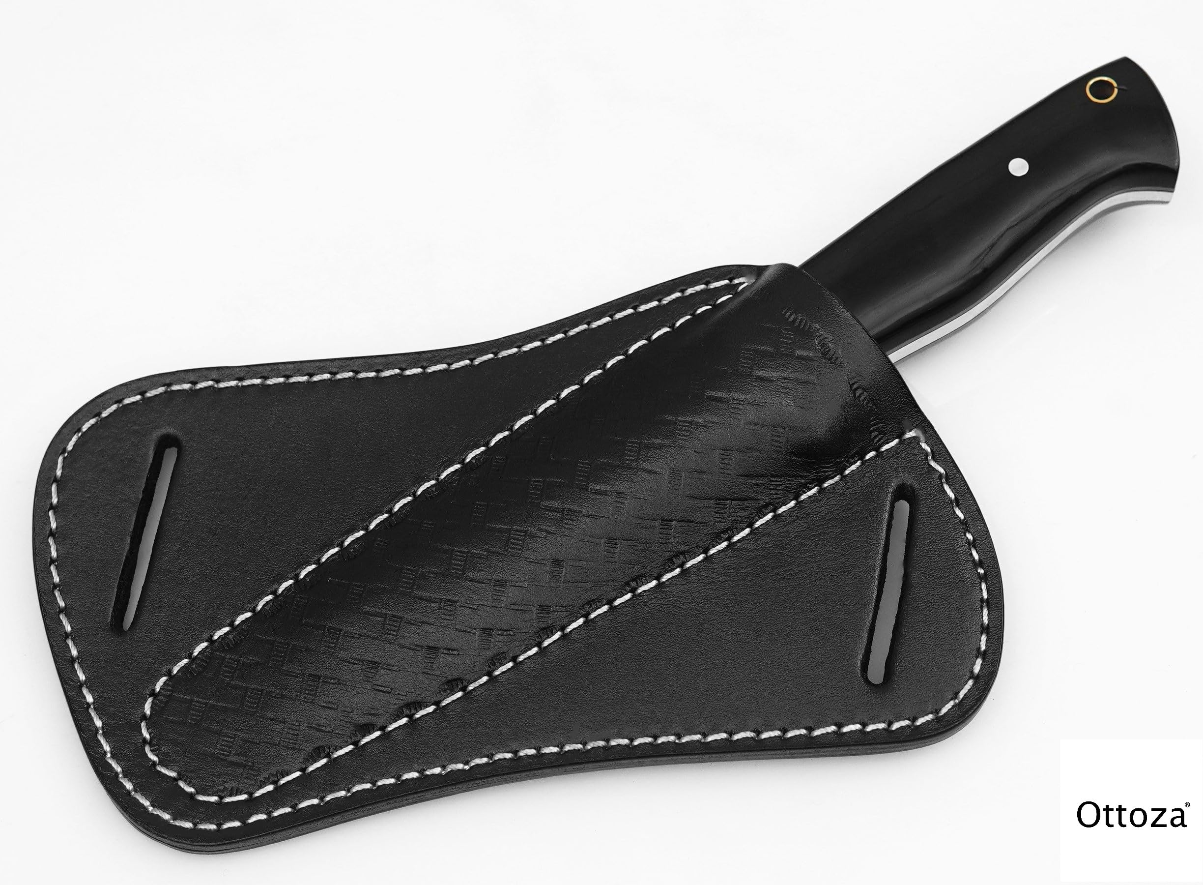 Ottoza Leather Knife Sheaths for Fixed Blade Knives, RIGHT HAND CROSS DRAW Knife Sheath, Leather Knife Sheath for Belt, Leather Knife Holster Belt Knife Holder, Pancake Knife Sheath for Belt No:336