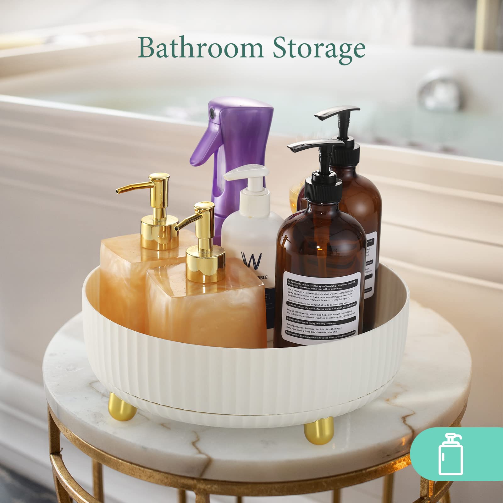 DOCMON Skin Care Organizer, 360 Rotating Makeup Perfume Organizer, Large Capacity Lazy Susan Turntable Organizer for Cabinet, Pantry, Table, Fridge, Bathroom Dresser (White)