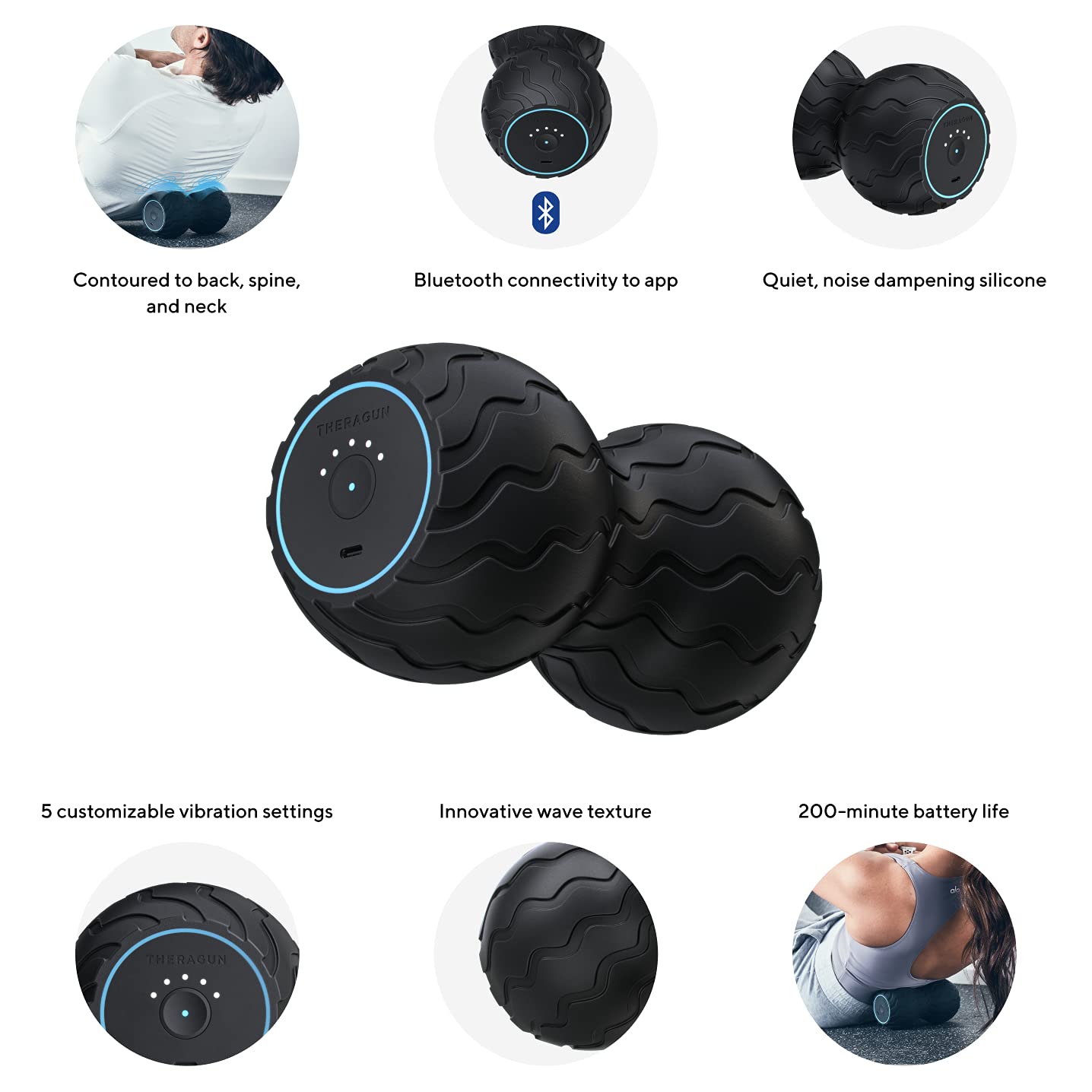Full Body Wave Series Bundle: Customized Vibration Ergonomic Contoured Foam Roller Wave Duo + Yoga Mat Non-Slip Super Grip from The Creators of Theragun Massage Guns