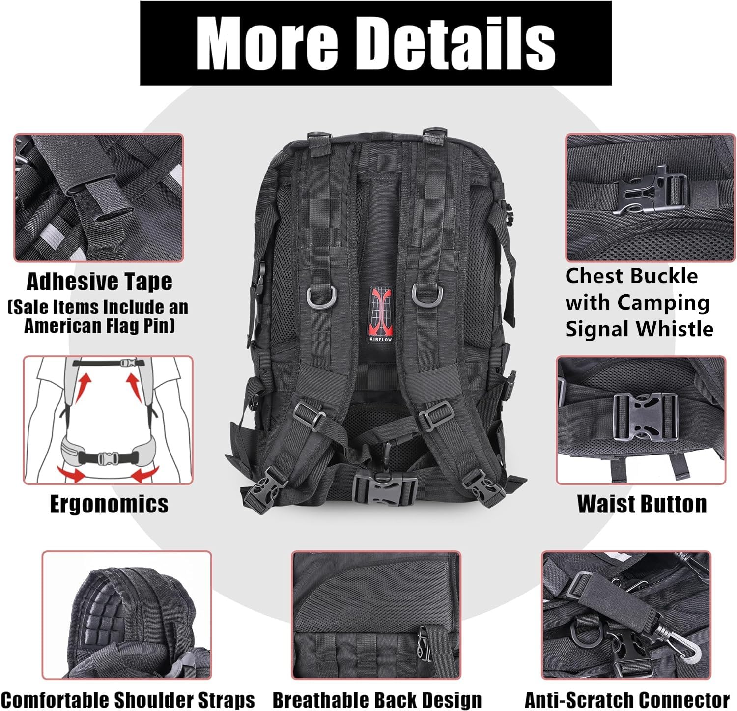FHV Rechargeable Motorcycle Helmet Backpack with USB Charger Port,Large Capacity Cycling Helmet Holder Backpack Water Resistant Hiking Backpack Military Tactical Backpack for Men Women