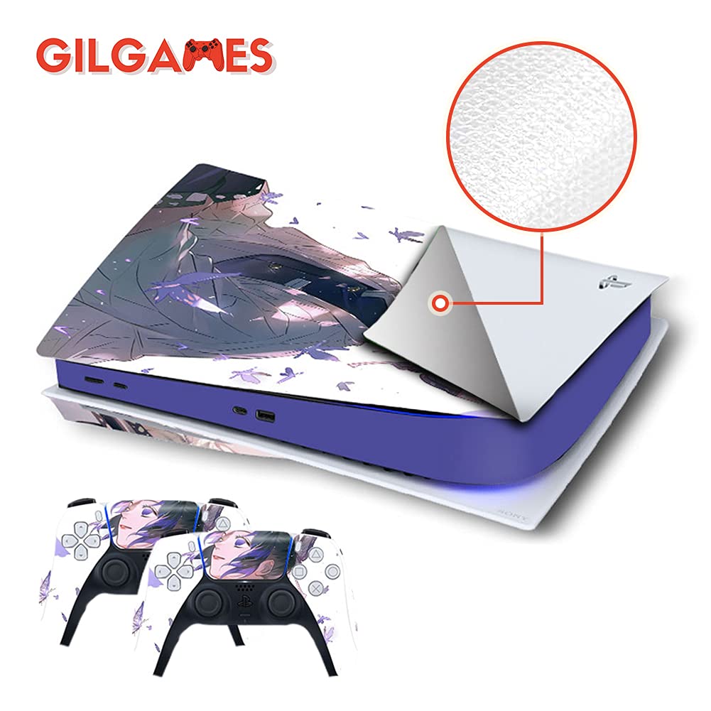 GilGames Decals Skin for Playstation 5, Vinyl Protector Wrap Full Set Faceplate Protective Cover Stickers Kit Console and Controller (Disk Edition)
