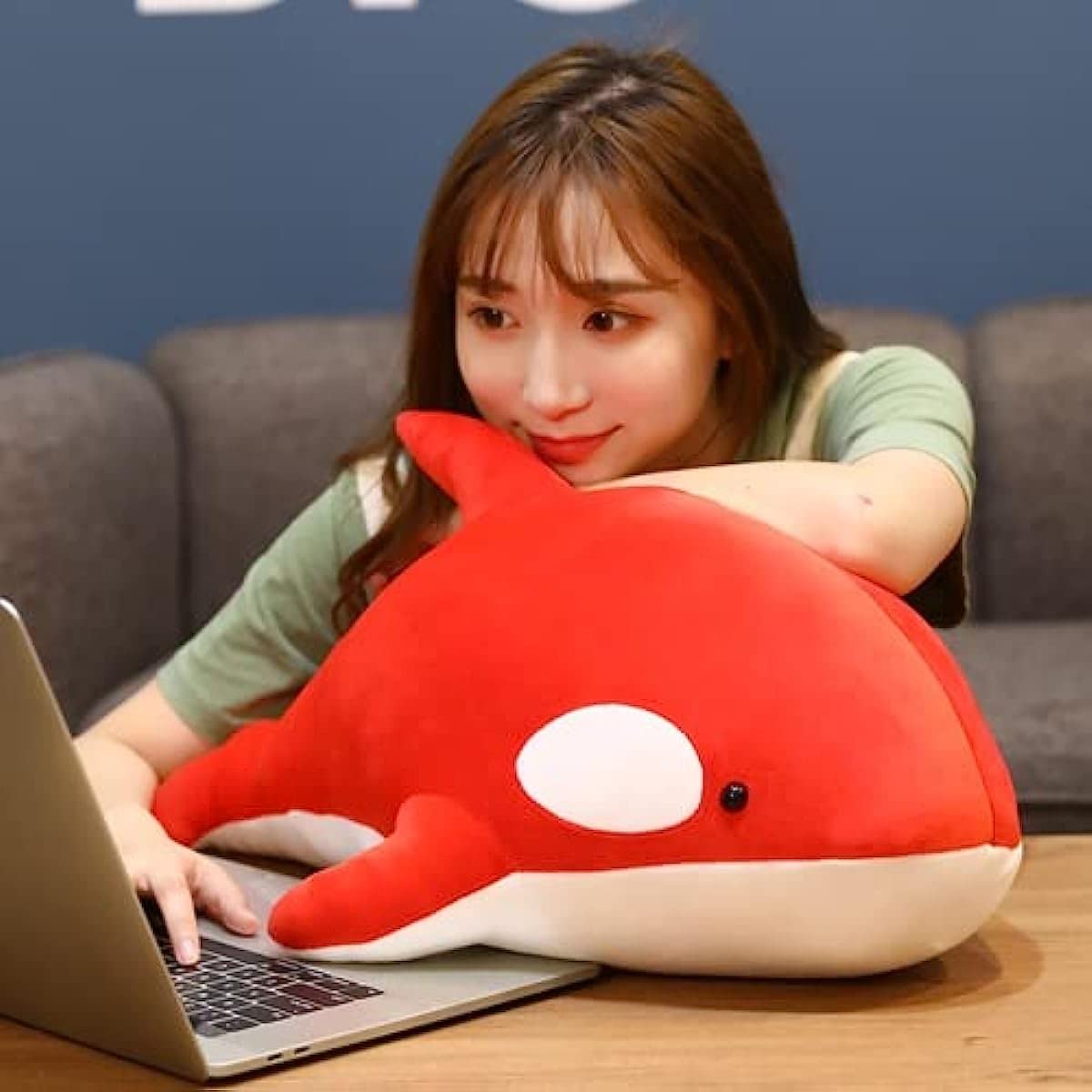 pangcangshu Nice Huggable Big Killer Whale Doll Pillow Whale Orcinus orca Black and White Whale Plush Toy Doll Shark Kids Boys Soft Toy(Red,95cm/37.4 inch)…