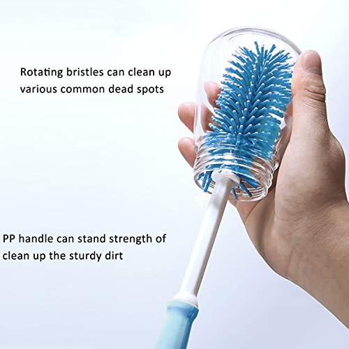 Swiftrans Straight Handle Silicone Bottle Cleaning Brush Hangable Portable Cup Brush Cleaning Kit with Bottle Brush, Straw Brush, Nipple Brush
