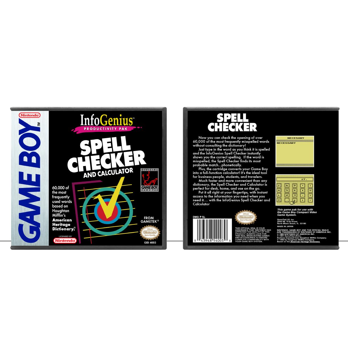 Infogenius Spell Checker and Calculator | (GB) Game Boy - Game Case Only - No Game