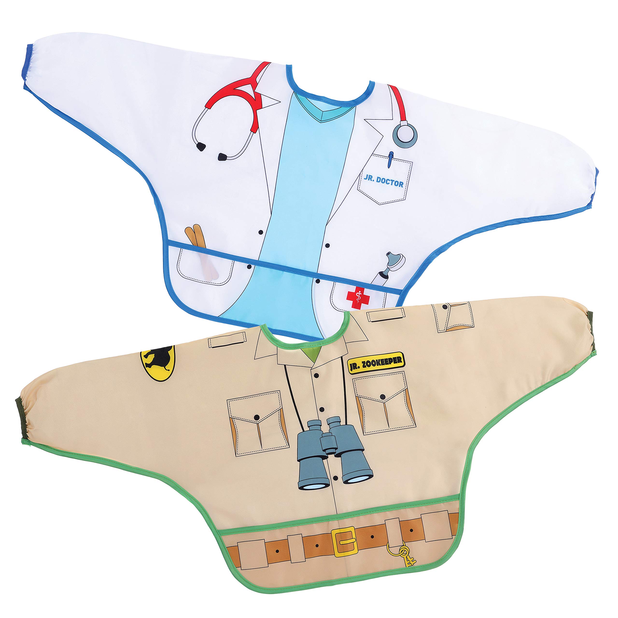 Dreambaby Food & Fun Character Bibs Baby Smocks with Sleeves - Model L561BB - 2 Pack (Doctor & Zookeeper)