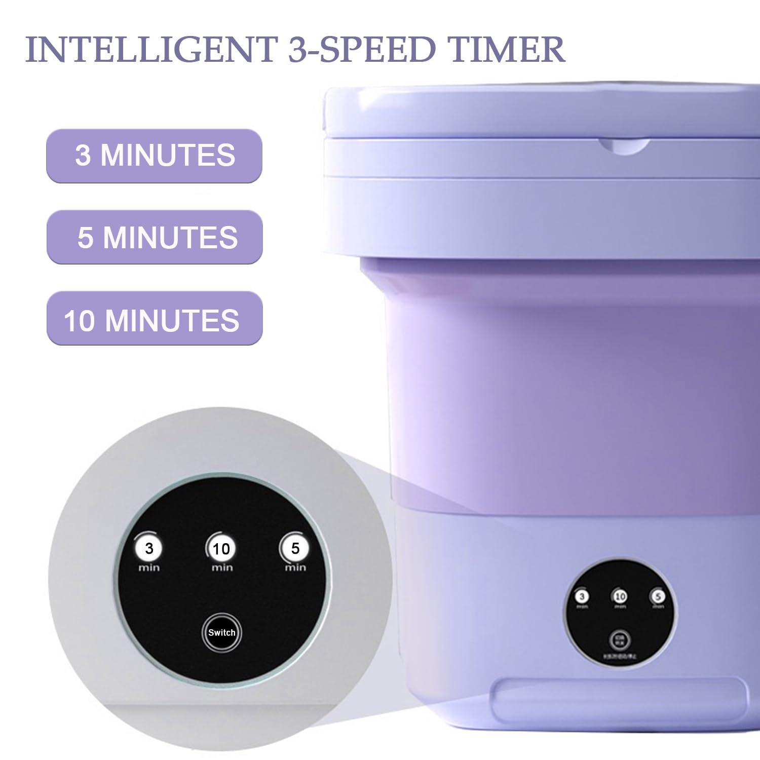 Portable Washing Machine, 8L Foldable Mini Laundry Washer Machine, Deep Cleaning of Underwear, Baby Clothes and Sock, Best for Apartments, Dormitories