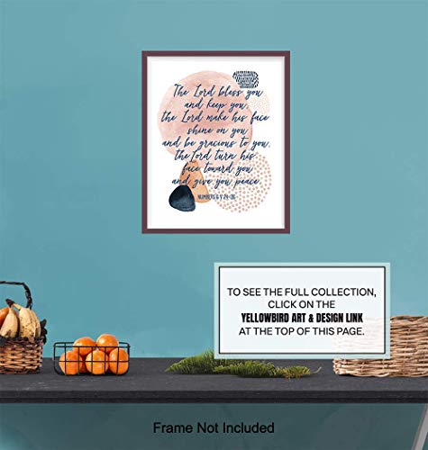 May the Lord Bless You and Keep You - Positive Inspirational Uplifting Religious Bible Study Wall Decor - Motivational Quote Scripture Verse Wall Art - Christian Encouragement Gifts - Aaronic Blessing