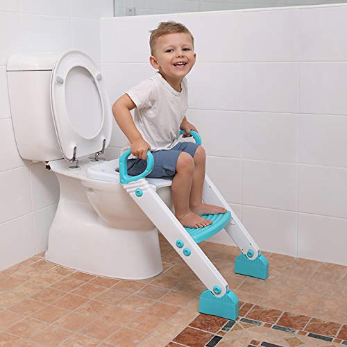 Dreambaby Step-Up Potty Training Toilet Topper - 2-Level Adjustable - Aqua-Model G6015, Aqua/White, 1 Count (Pack of 1)