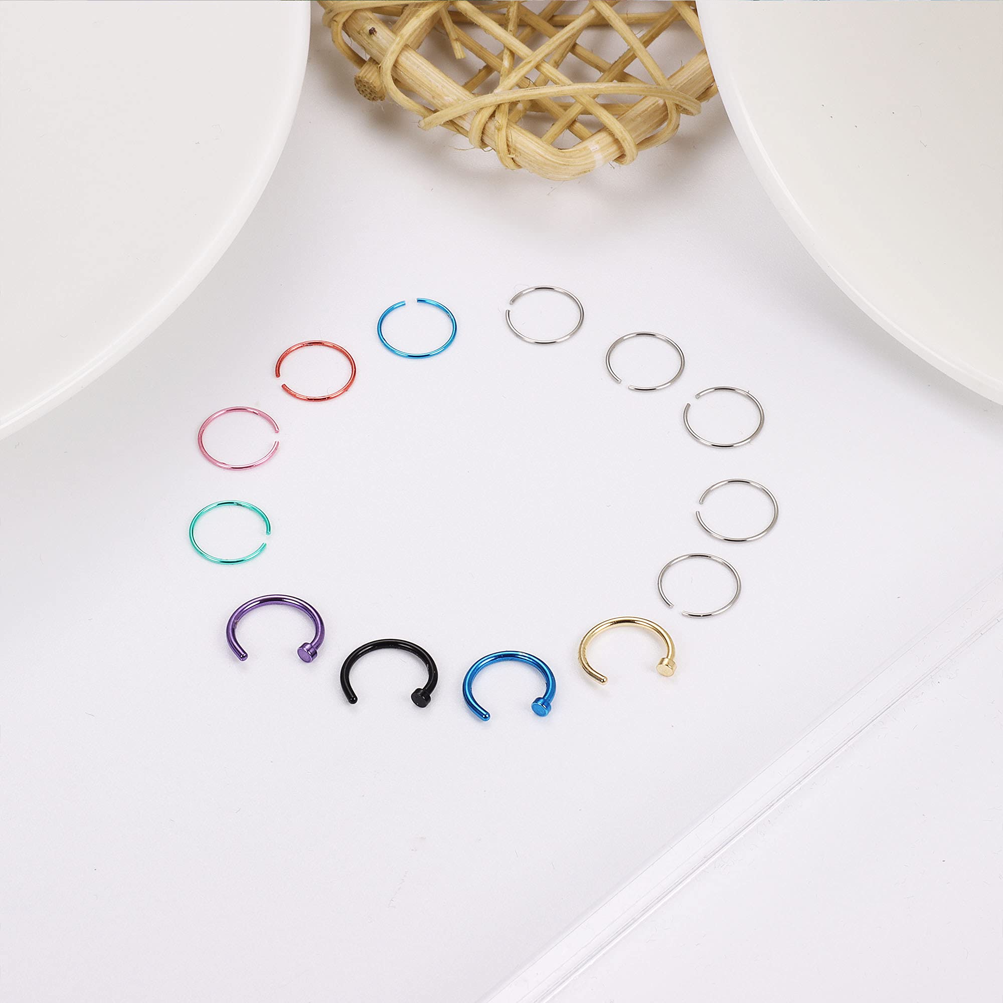 FIBO STEEL 200 Pcs Nose Ring Studs Set For Women Men 316L Stainless Steel Hoops L Shaped Screw Bone Piercing Jewelry 20G 22G 1.5mm 2mm 2.5mm