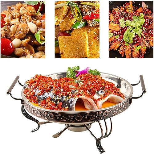 Stainless Steel Chafing Dish Alcohol Oven, Commercial Non Stick Grill Plate Barbecue Fondue Cookware, for Caterings Parties Buffet Server Warming Tray