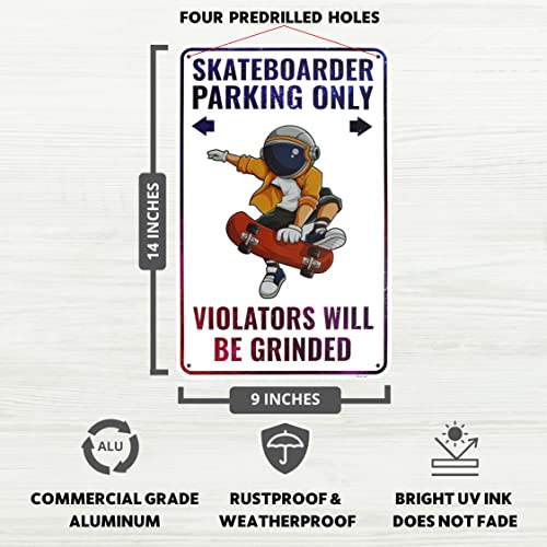 Venicor Skateboard Sign Decor - 9 x 14 Inches - Aluminum - Skateboarding Skate Accessories Stickers Party Decorations Bedroom Room Home Decoration Poster Stuff