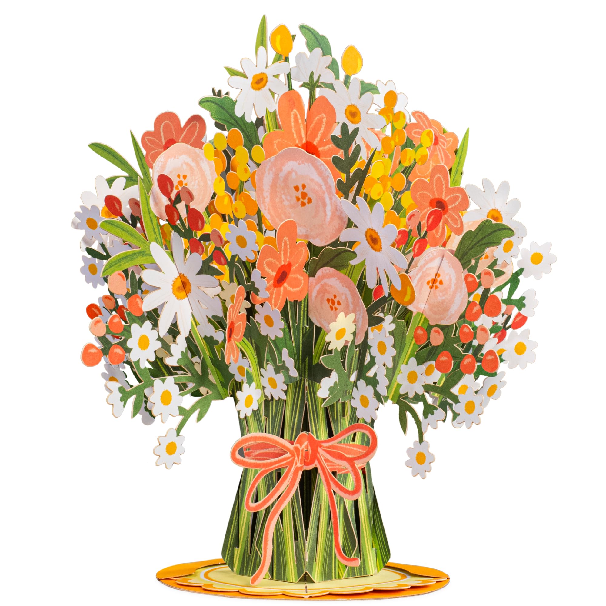 Paper Love 3D Pop Up Flower Bouquet Card, with Daisy Delight Forever Flowers Keepsake, Gift For Birthday, Mothers Day, Get Well, Thank You, All Occasion or Just Because - Oversized 10" x 7" Cards - Includes Envelope And Note