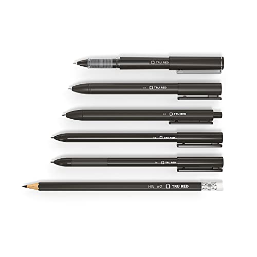 STAPLES Tru Red Ballpoint Pen Fine Point 0.7Mm Black Dozen