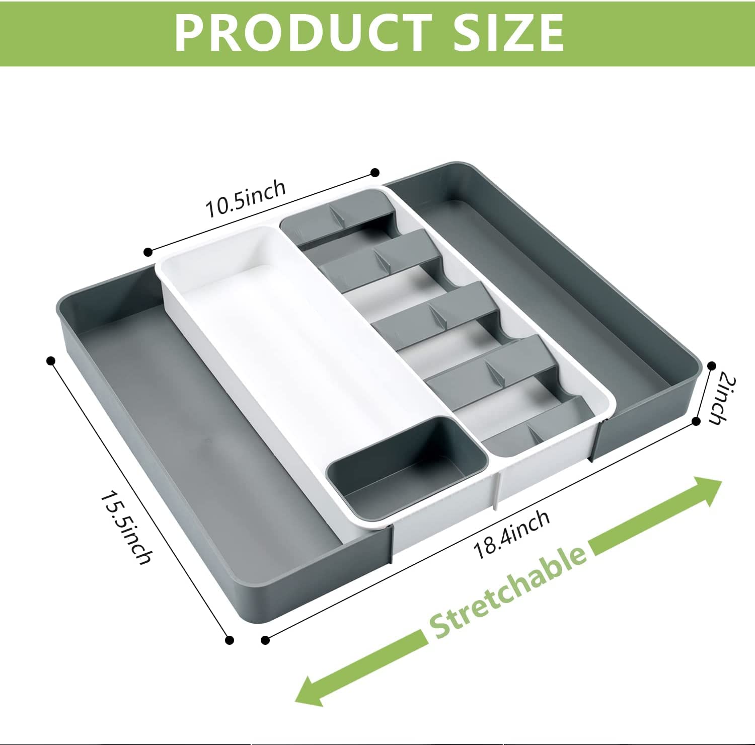 Expandable Silverware Drawer Organizer,Adjustable Kitchen Drawer Organizer with 8 Compartments,Compact Utensil Organizer,Multi-Purpose Cutlery Organizer,Large Capacity Utensil Tray for Spoons,Knives