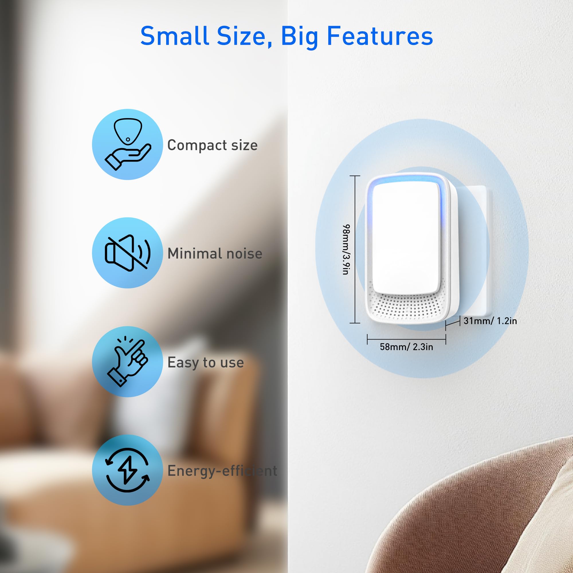 Ionizer Air Purifier(4 Pack), Quiet Negative Ion Plug in Air Purifier, Portable and Efficient Air Ionizers for Home, Bedroom, Office, Kitchen, Bathroom
