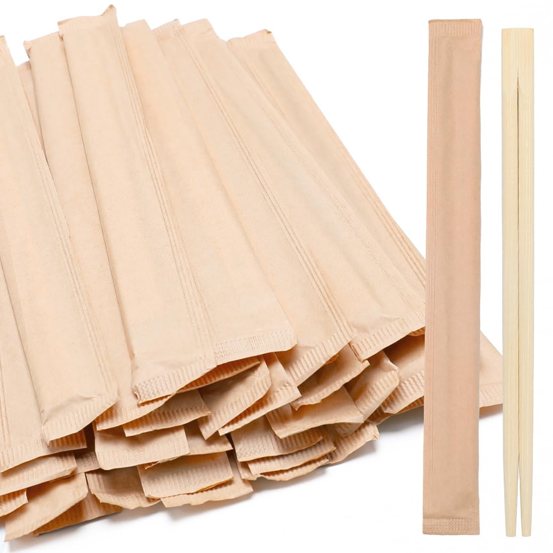 IOOLEEM Chopsticks Disposable, 100 sets 8inch, UV Treated Premium Disposable Chopsticks Individually Wrapped, Chinese Chopsticks, Wooden Chopsticks Best for Sushi & Dishes.