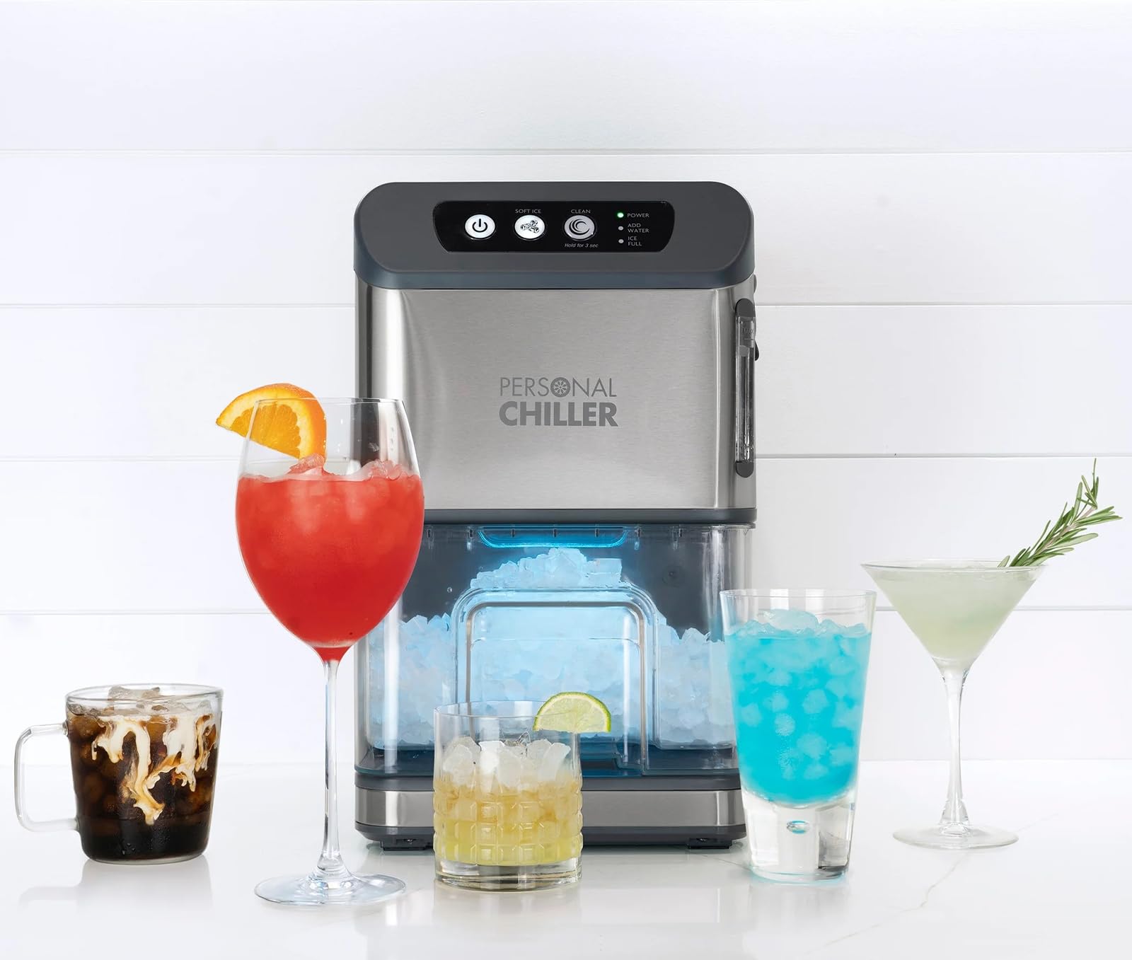 PERSONAL CHILLER Nugget Ice Maker Machine, 55lbs/24h Self-Cleaning Ice Machine, Chewable Ice Maker for Home Bar, Coffee Shop, Business