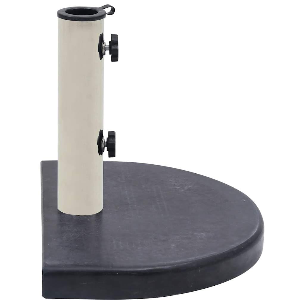 vidaXL Half-Round Black Umbrella Base, Durable Granite Construction, Stainless Steel Tube, Adapters for Various Parasol Sizes, Stable Garden Furniture Accessory - 15.7"x11"x1.6" - 22 lb Weight