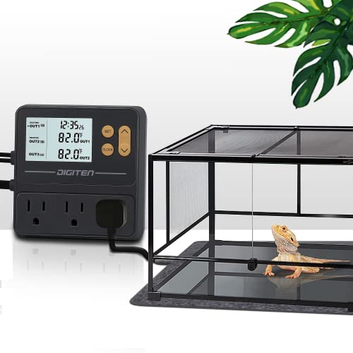 Reptile Temperature Controller with Timer, Day-Night Timer Thermostat, 3 Outlet Timer Thermostat for Grow Tent, Incubation, Snakes, Fish Tank, Heater, humidifiers, Ball Pythons, Bearded Dragon Tank