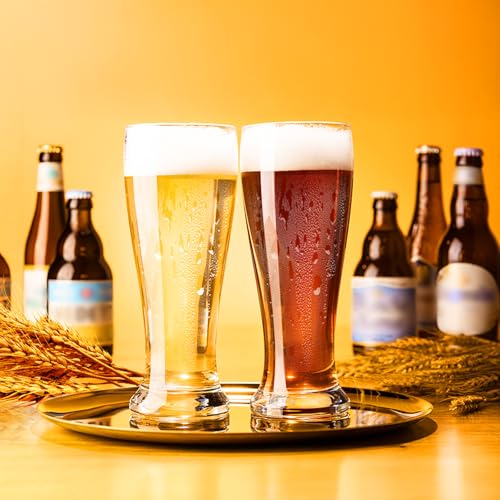 PARACITY Beer Glasses 16 oz, Pint Glasses Set of 2, Pilsner Beer Glasses, Wheat Beer Glasses, Glasses Drinking Set, Glassware Gift for Men