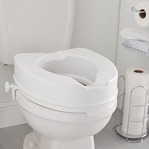 McKesson Raised Toilet Seat with Dual Locks, Fits Most Standard Toilets, 4 in H, 400 lbs Weight Capacity, 1 Count