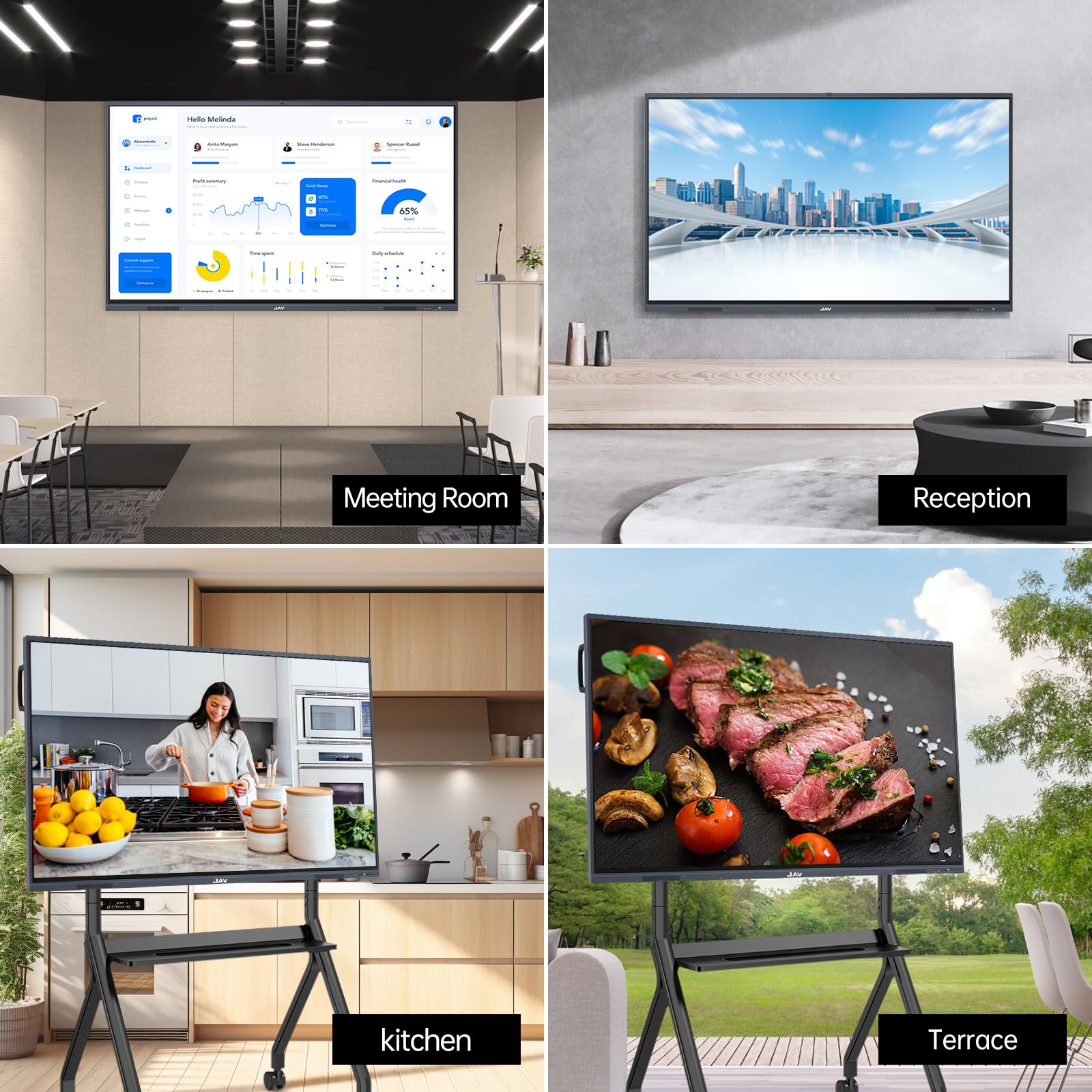 JAV Smart Board, 65'' 4K UHD Interactive Whiteboard, All in One Smartboard for Office, Digital Smart Whiteboard Built in Dual System and 13MP Camera for Classroom (Wall Mount Included)